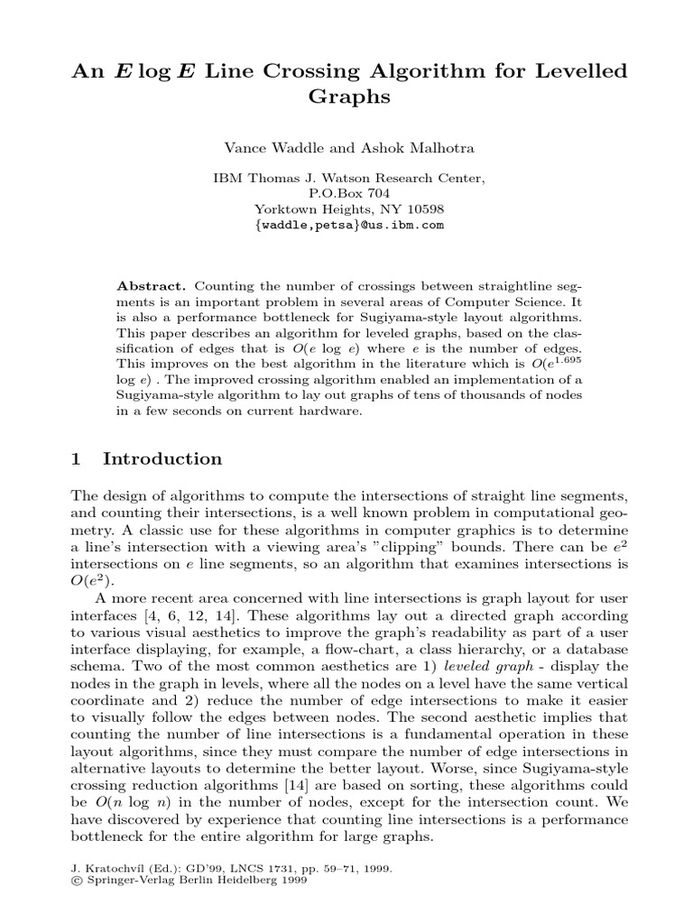 E Log E Line Crossing Algorithm For Levelled Graphs | PDF | Vertex (Graph Theory) | Algorithms