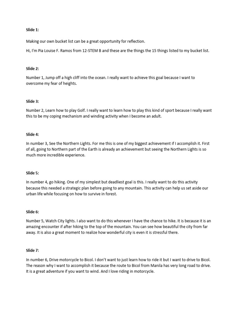 Bucketlist Script | PDF | Tourism