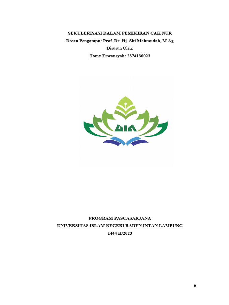 Sekulerisasi dalam Pemikiran Cak Nur | PDF