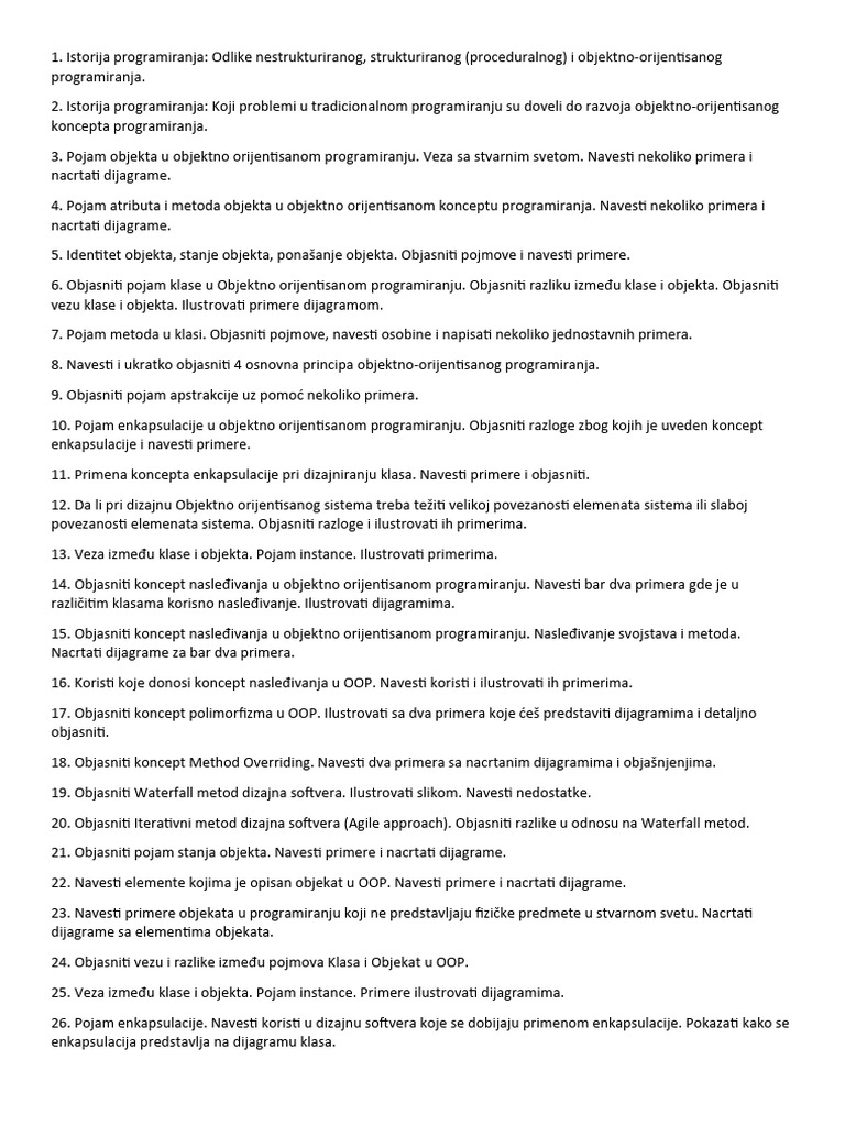 Oop Pismeni Pitanja | PDF