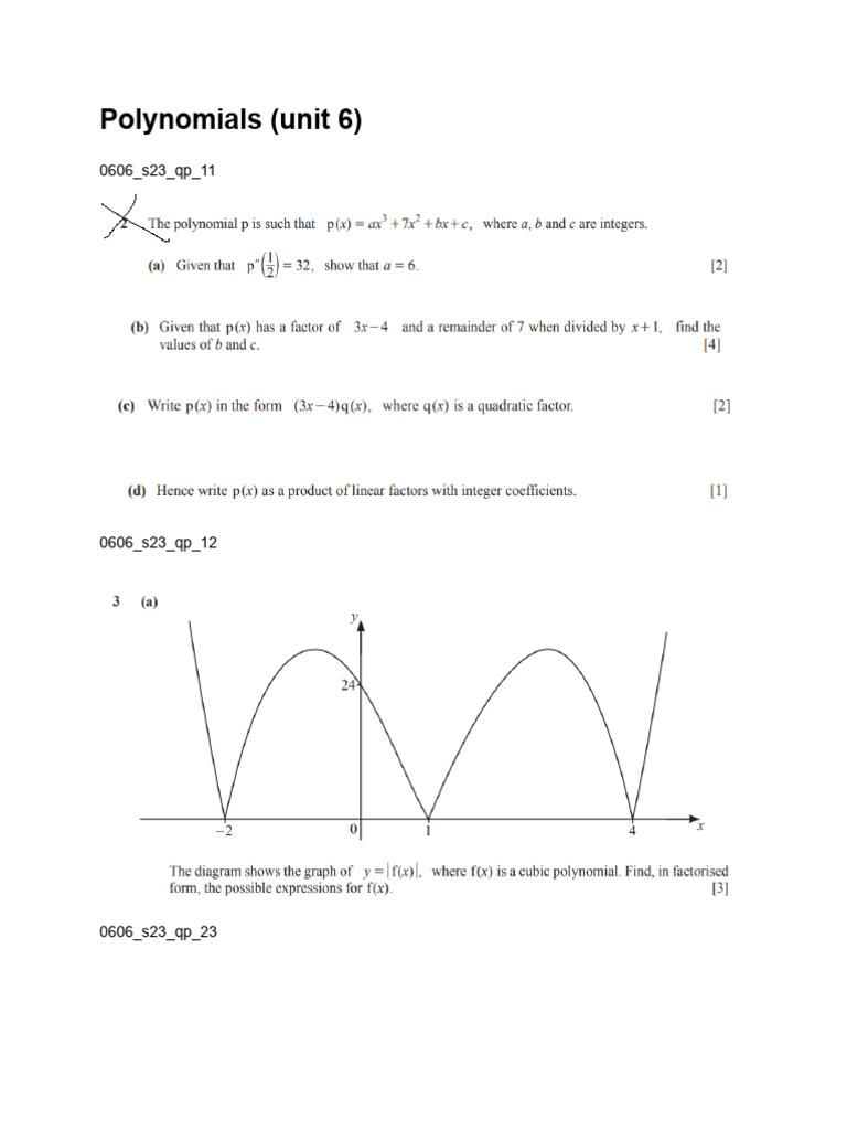 Unit 6 Polynomials Worksheet Igcse Additional Mathematics Pdf