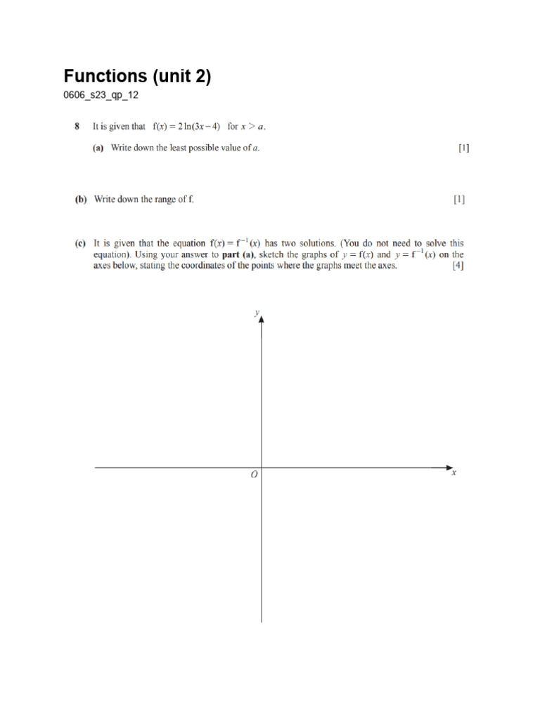 Unit 2 - Functions Worksheet (IGCSE ADDITIONAL MATHEMATICS) | PDF ...