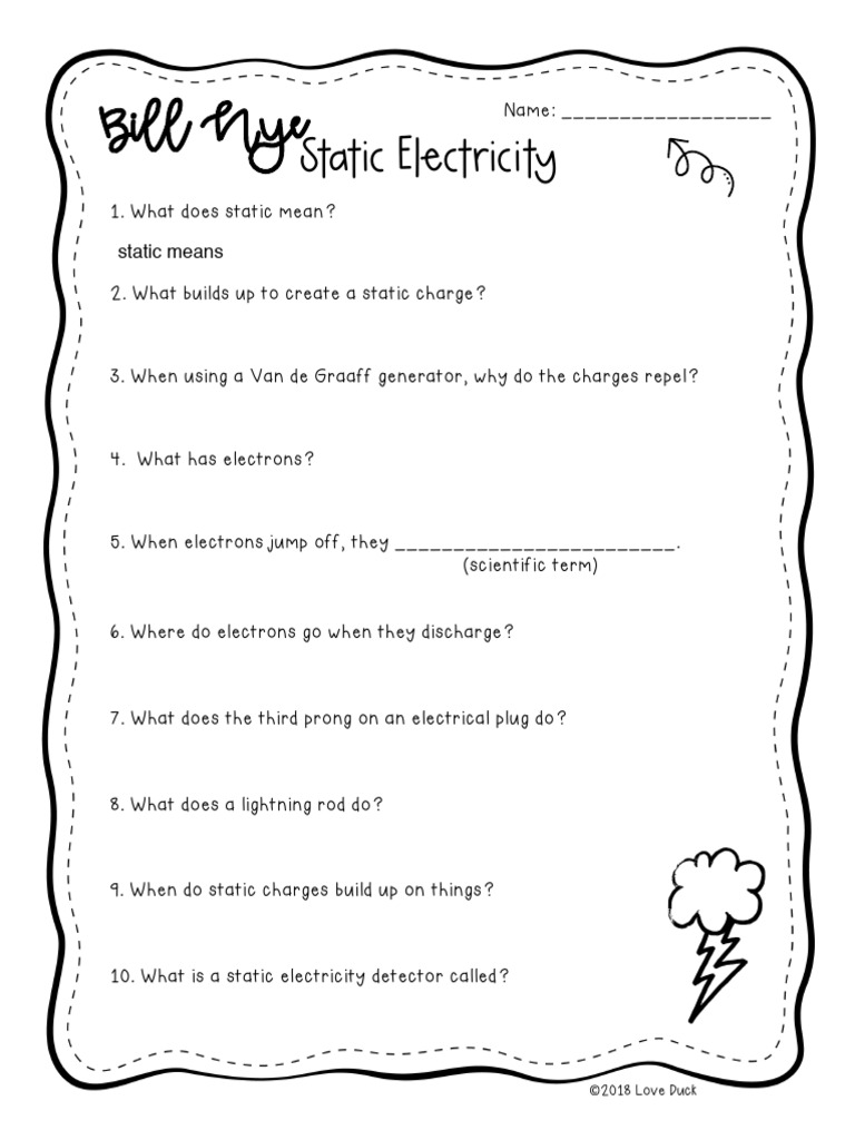 BillNyeStaticElectricityWorksheets-1 Removed | PDF