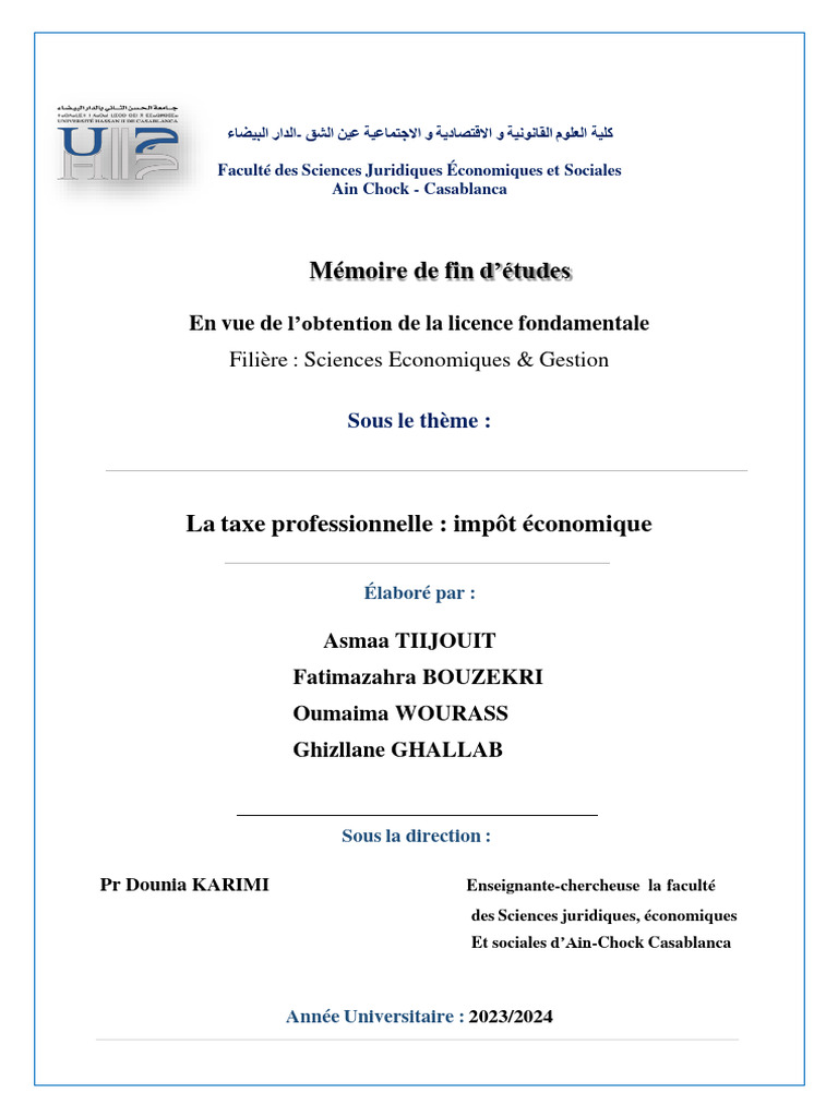 Impact de la taxe professionnelle sur les entreprises | PDF | Impôts ...