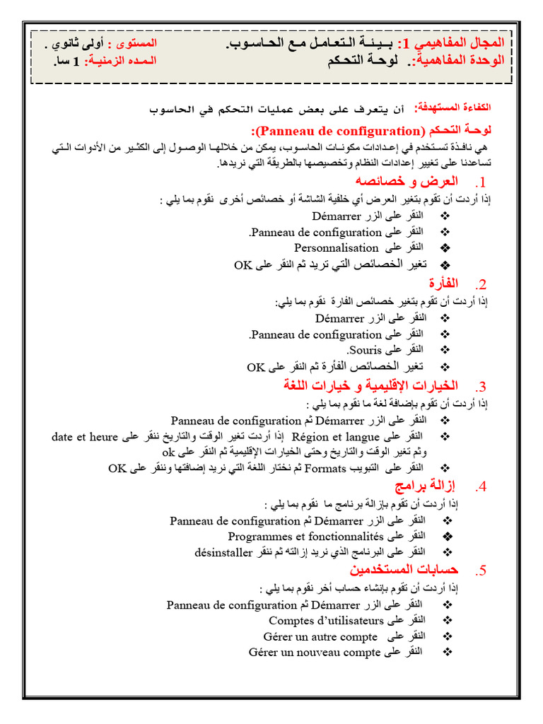 لوحـة التحـكم - Copie | PDF