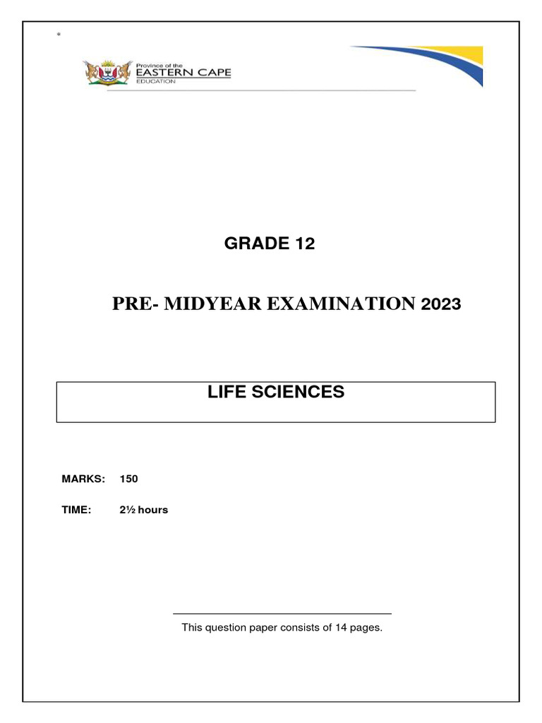 Life Sciences Pre Mid - Year Exam 2023 QP | PDF | Dominance (Genetics ...