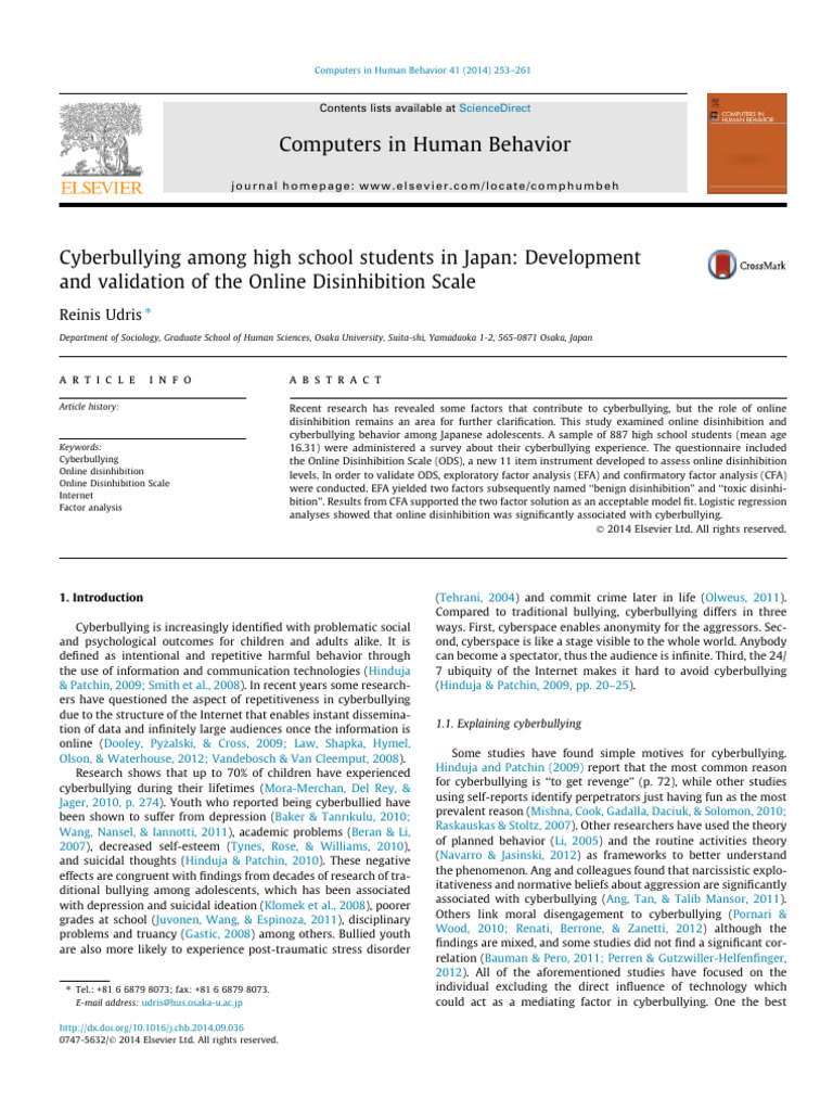 (Computers in Human Behavior 2014-Dec Vol. 41) Udris, Reinis - Cyberbullying Among High School ...