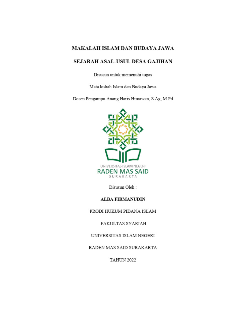 Sejarah dan Budaya Desa Gajihan | PDF
