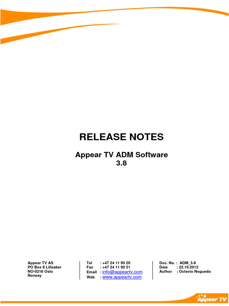 AppearTV 3.8 Decoder Release Notes | PDF | Computers