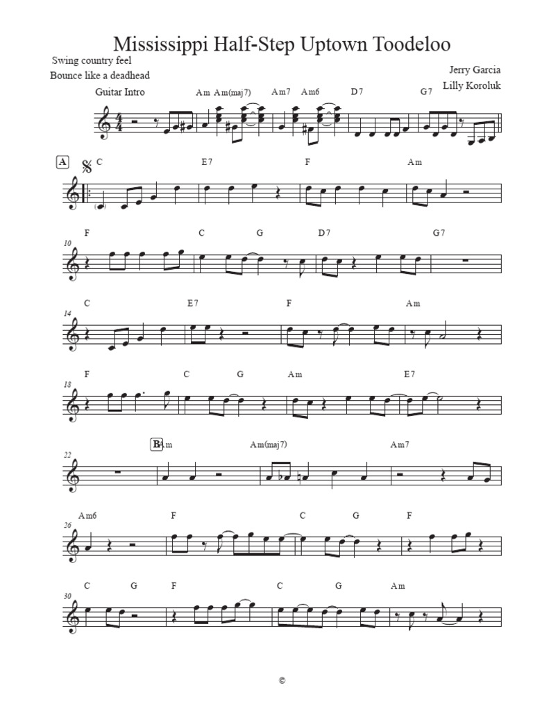 Mississippi Halfstep Uptown Toodeloo - Score | PDF