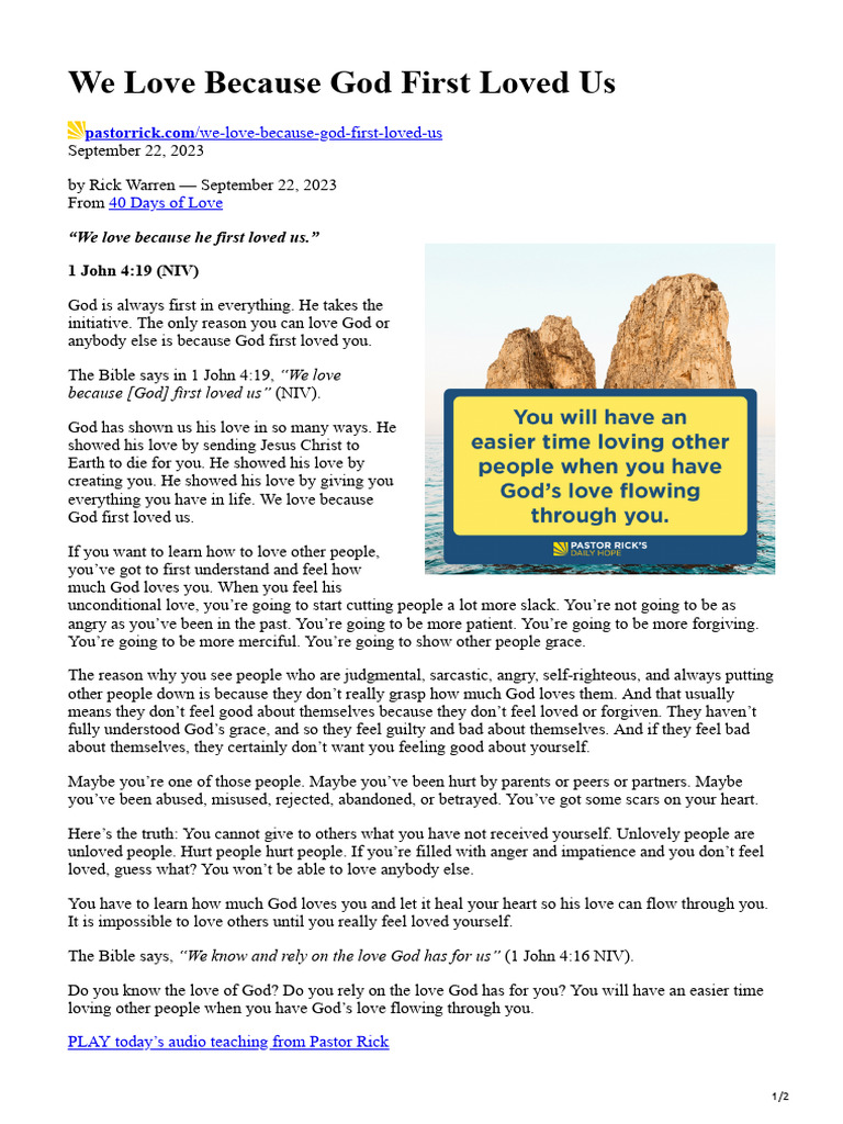 We Love Because God First Loved Us | PDF | Self-Improvement