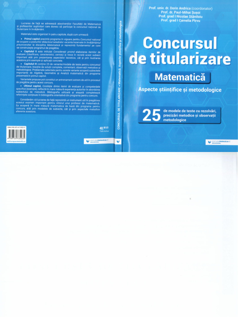 Concursul de Titularizare Matematica 25 Modele 2022 | PDF