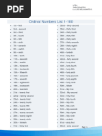 Ordinal Numbers 1 to 100 Guide | PDF