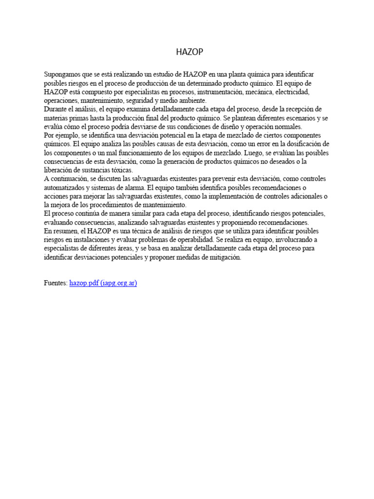 Ejemplo de HAZOP | PDF
