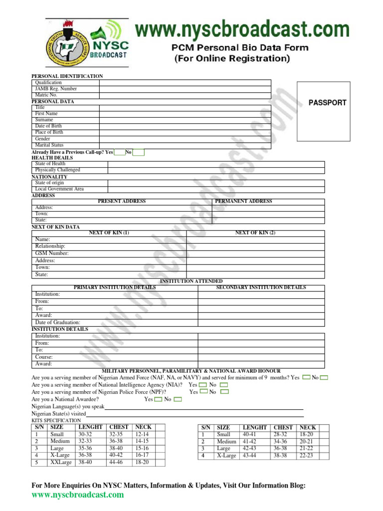 Nysc ONLINE-REGISTRATION Form-4 | PDF | Social Science