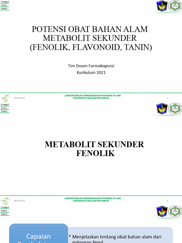 Potensi Metabolit Sekunder Fenolik | PDF | Sains & Matematika