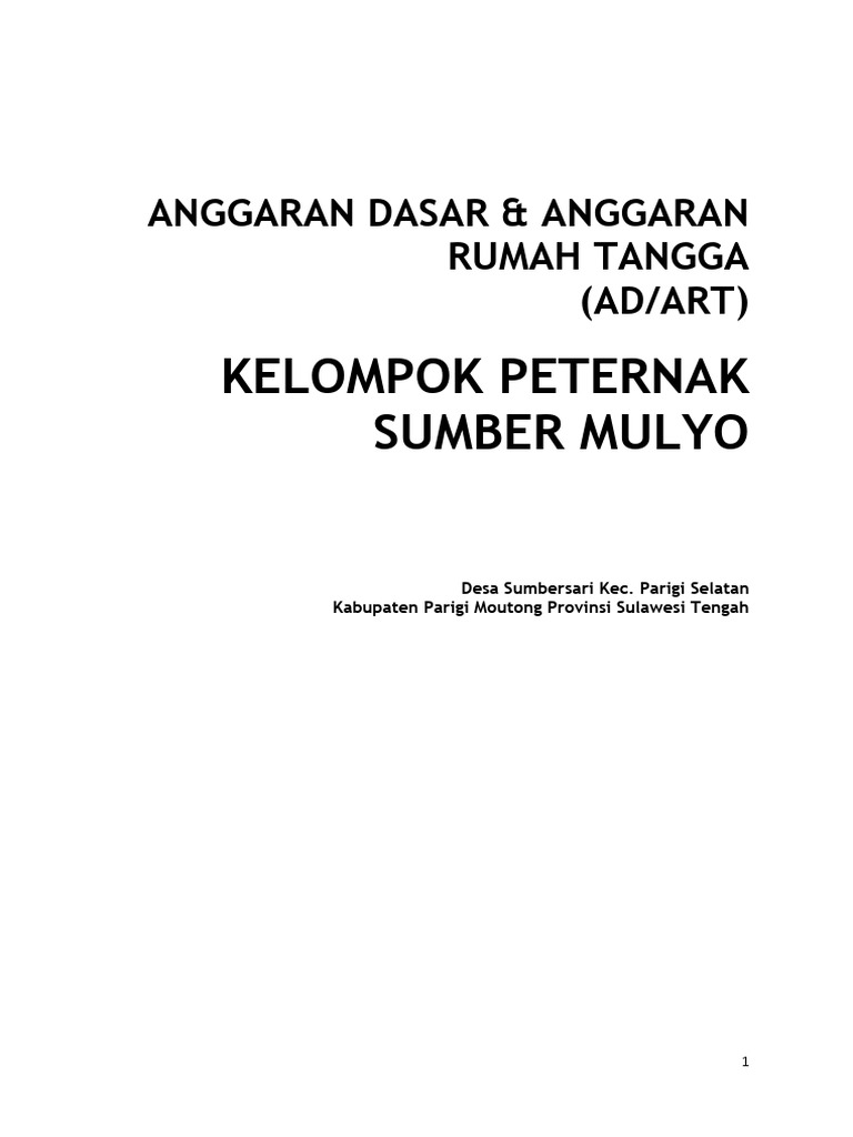 Draft AD-ART Sumber Mulyo | PDF | Karier & Perkembangan | Gaya Hidup