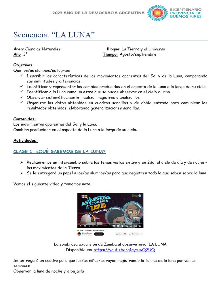 Secuencia Didáctica: Fases de la Luna | PDF