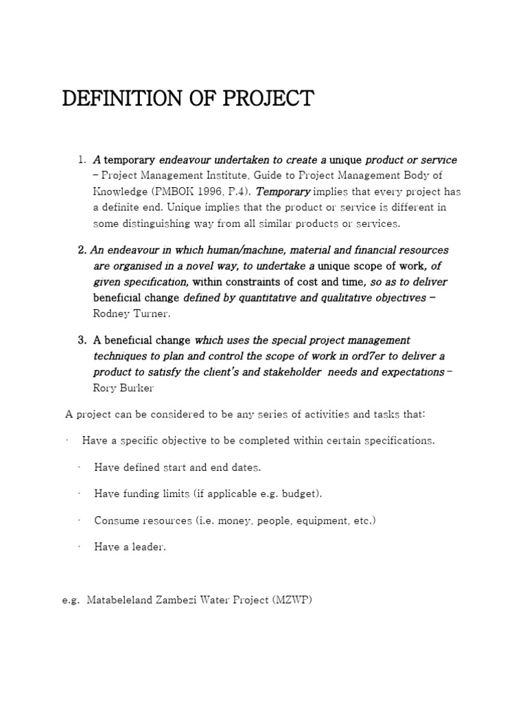 Definition of Project | PDF