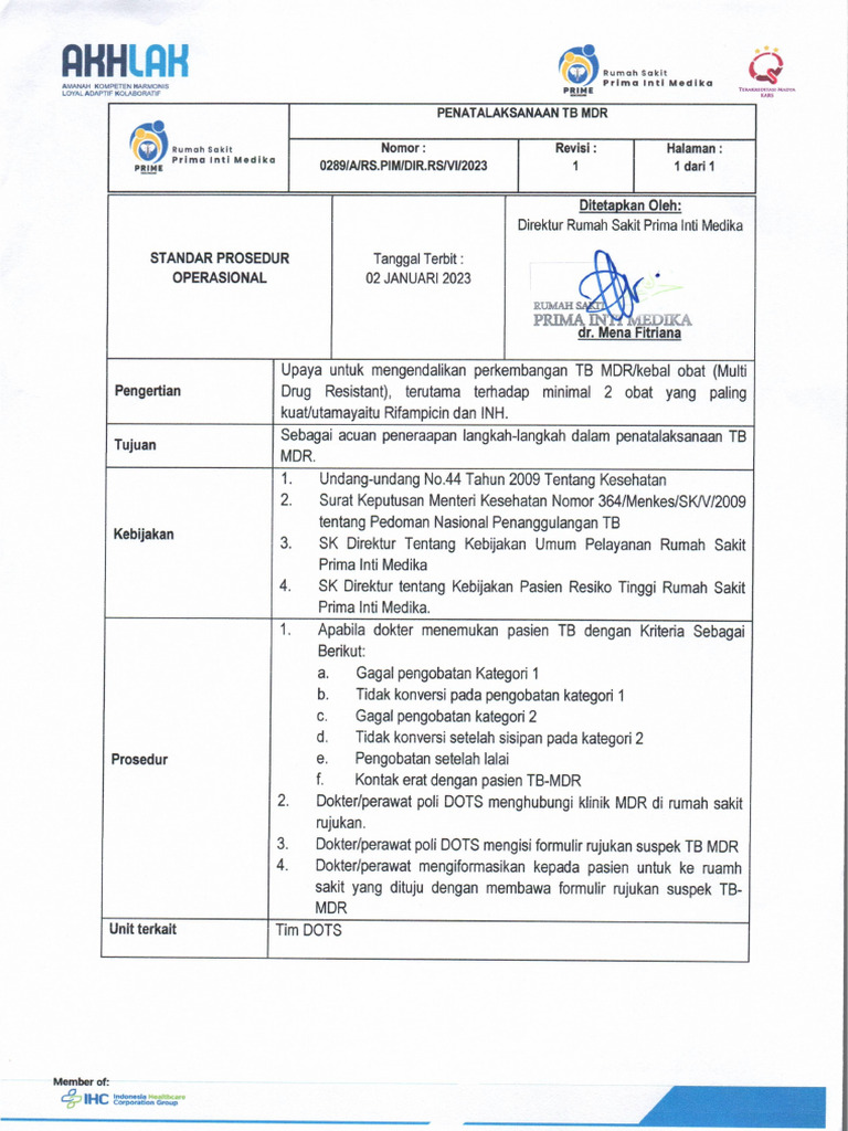 Spo Penatalaksanaan TB MDR | PDF