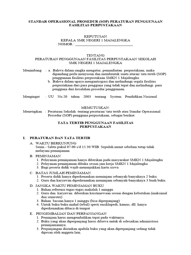 Sop Perpustakaan Sekolah | PDF | Kajian Bahasa Asing