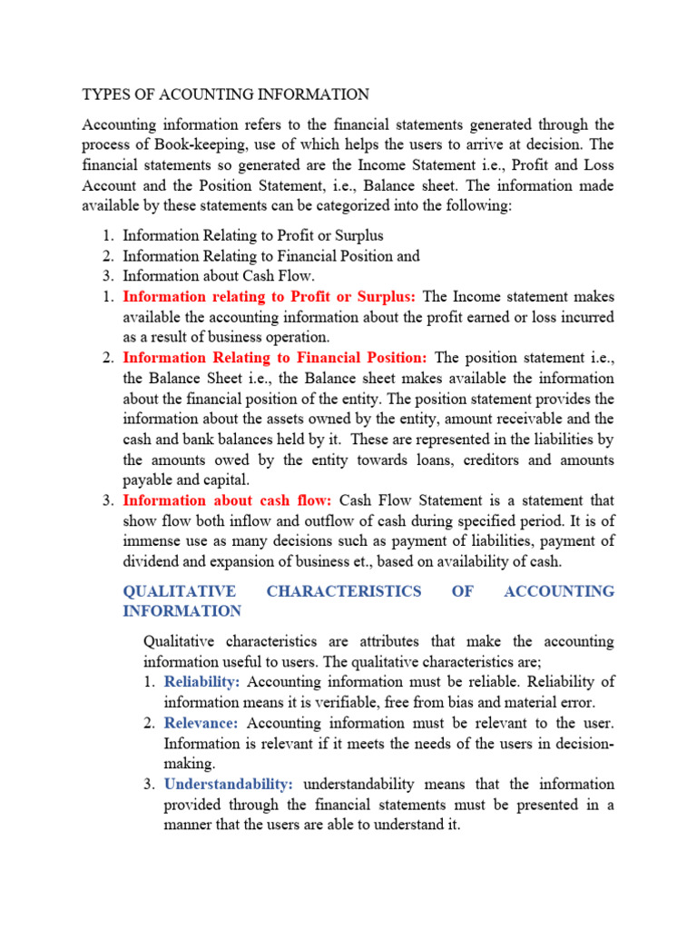 Types and Roles of Accounting Info | PDF
