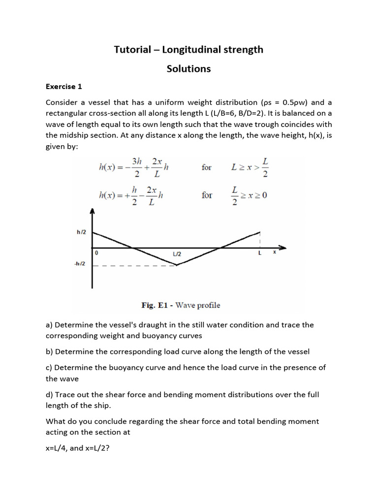 Solutions To Tutorial 1 Longitudinal Strength | PDF Solutions To Tutorial 1 Longitudinal Strength | PDF