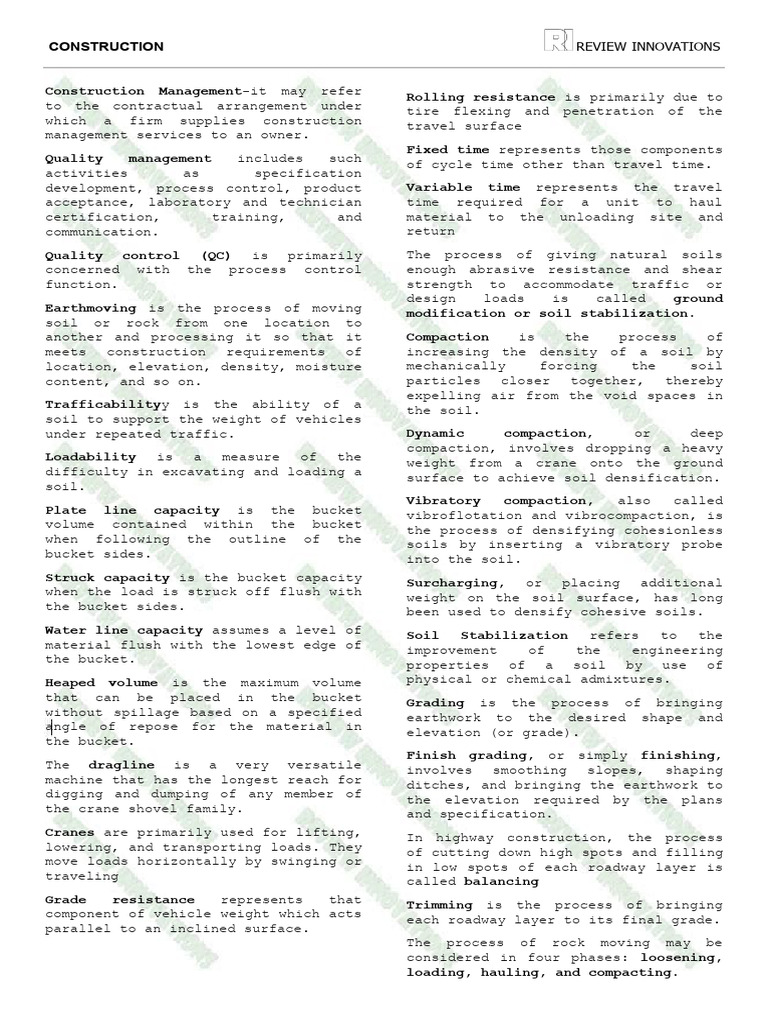 Construction Concepts and Terms Compilation | PDF | Technology & Engineering