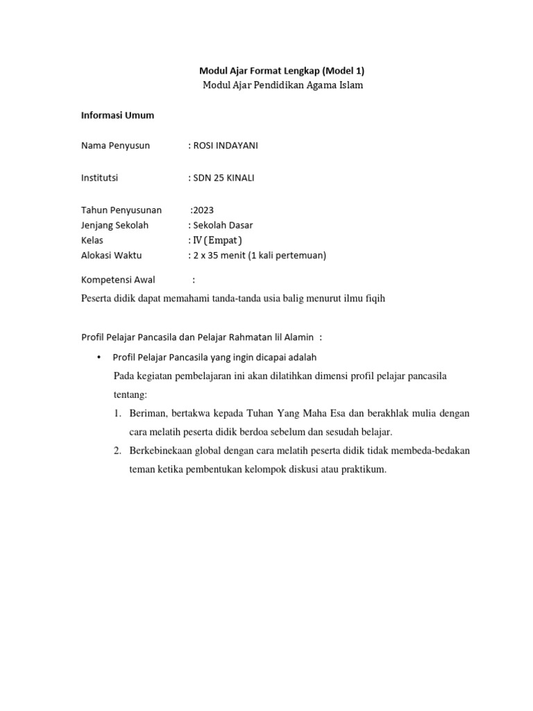 Modul Ajar I PPL 1 Rosi | PDF