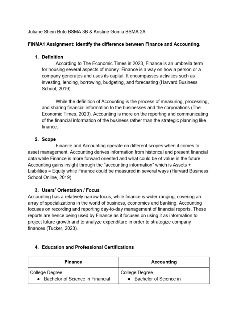 Finma Assignment #1 | PDF | Accountant | Financial Analyst