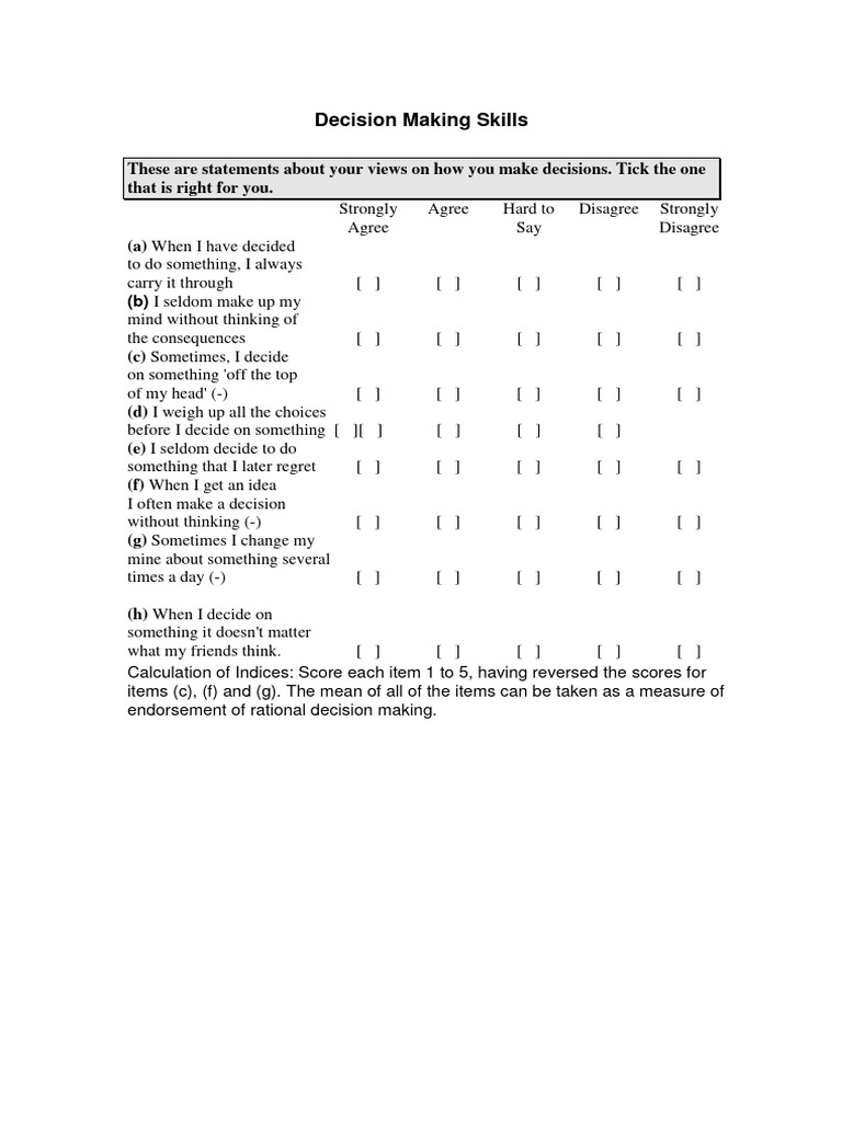 Decision Making Skills | PDF