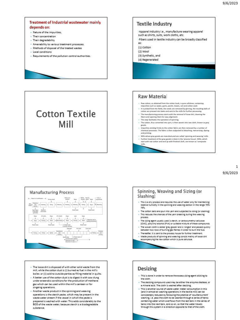 Cotton Textile Manufacturing Process | PDF