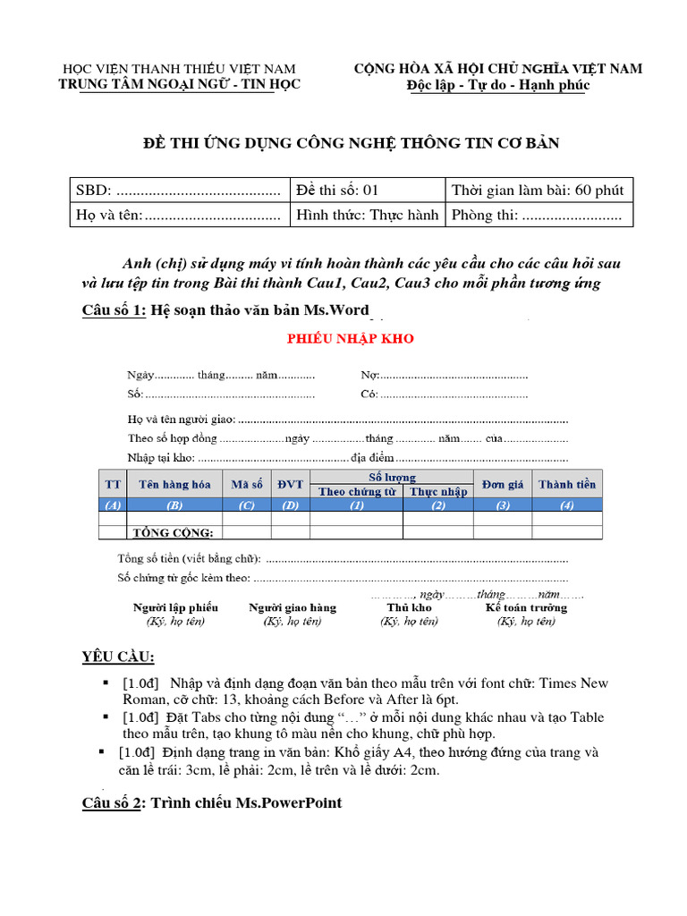 Dethi Thuchanh TH01 | PDF