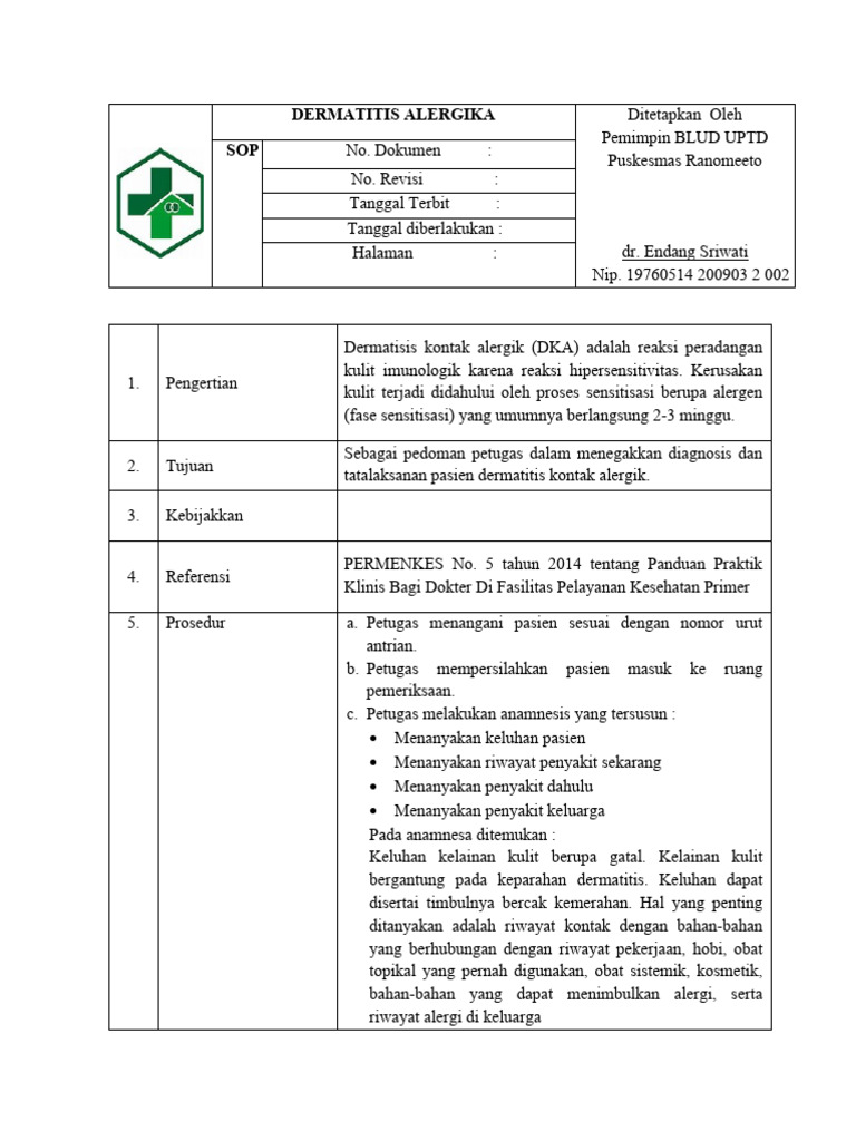 Panduan Penanganan Dermatitis Alergika | PDF