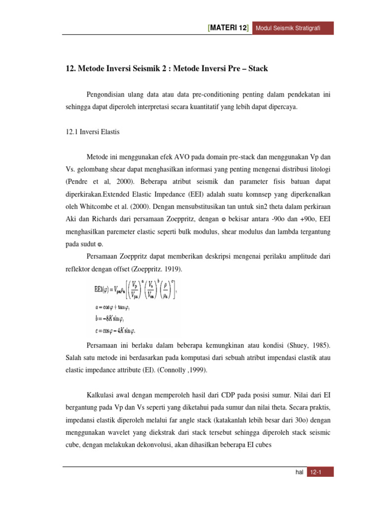 Metode Inversi Seismik Pre-Stack | PDF