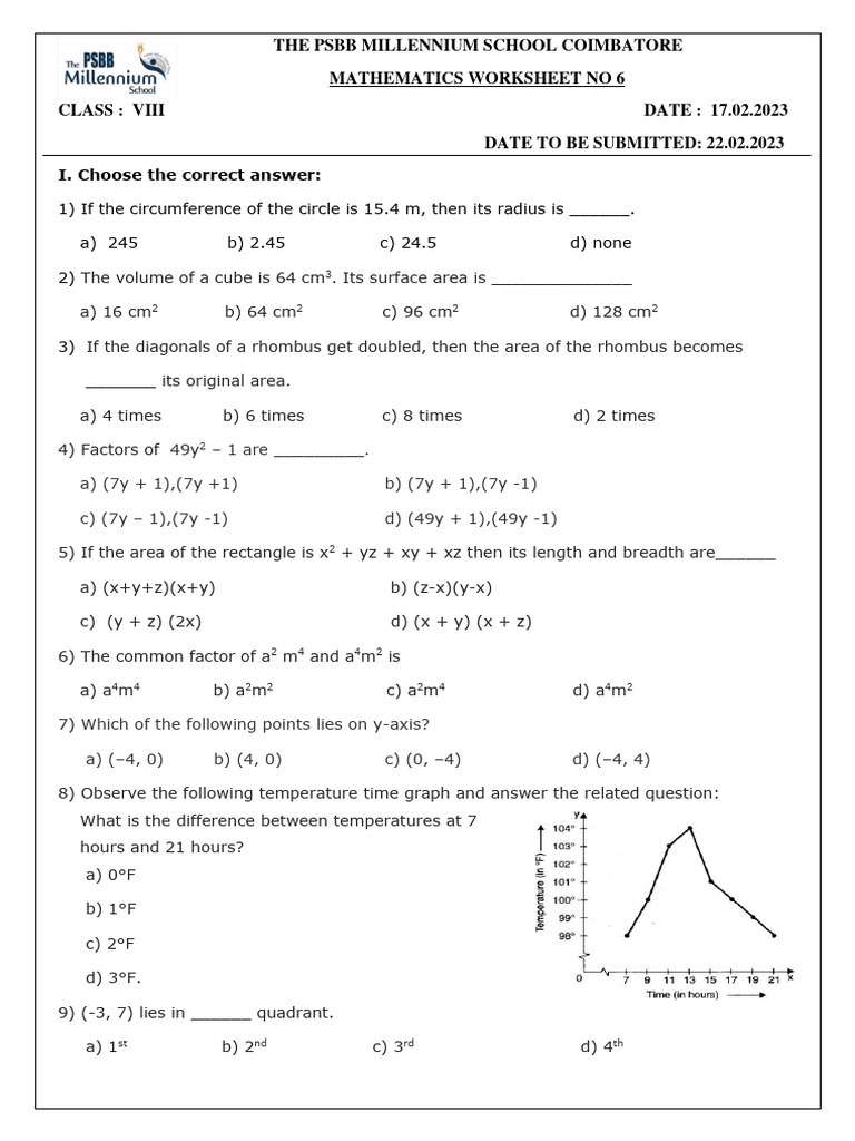 VIII STD Math WS 6 2022-231676634356 | PDF | Area | Cartesian ...