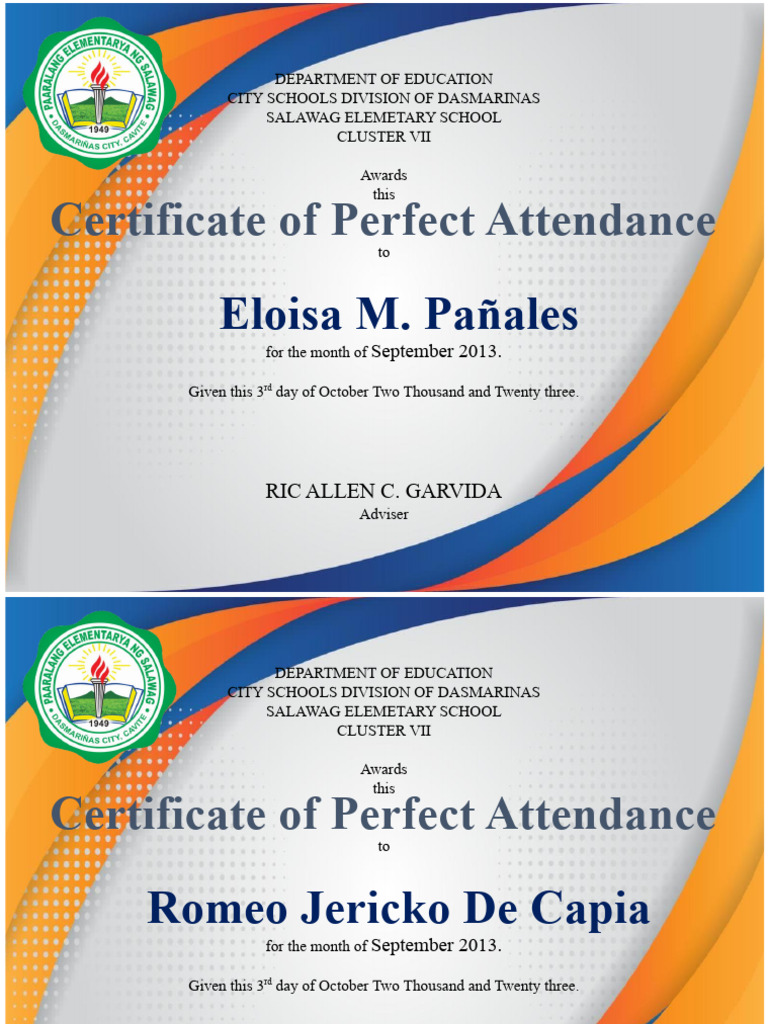 Certificate of Perfect Attendance | PDF