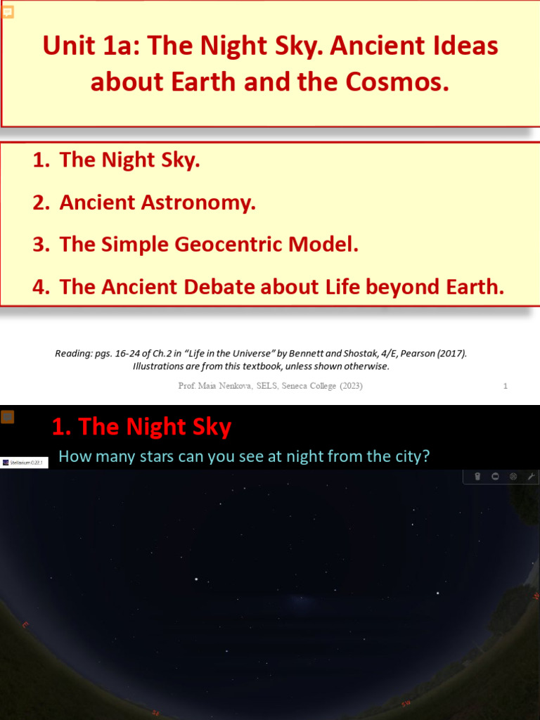 NAT101 - Unit1a 1 The Night Sky | PDF | Constellation | Stars