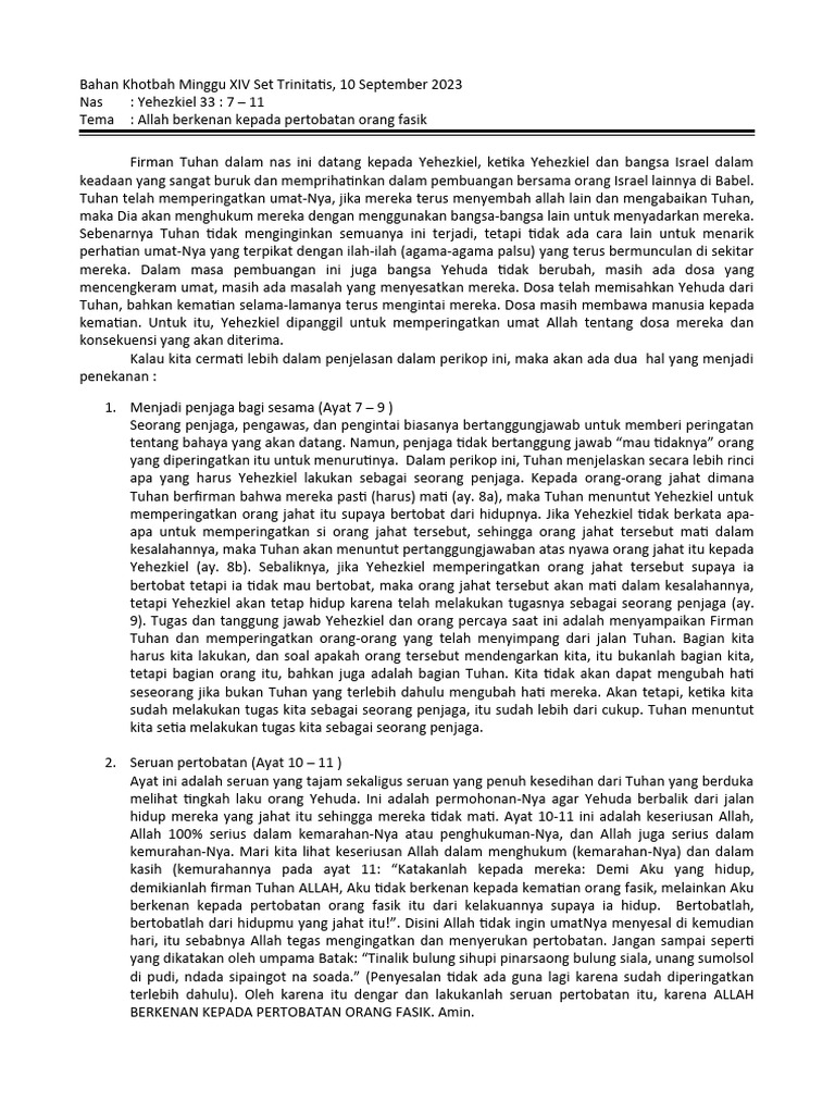 Yehezkiel 33 7 11 | PDF