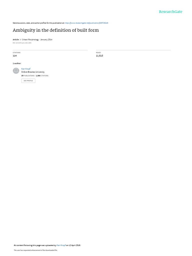 Ambiguity in The Definition of Built Form | PDF