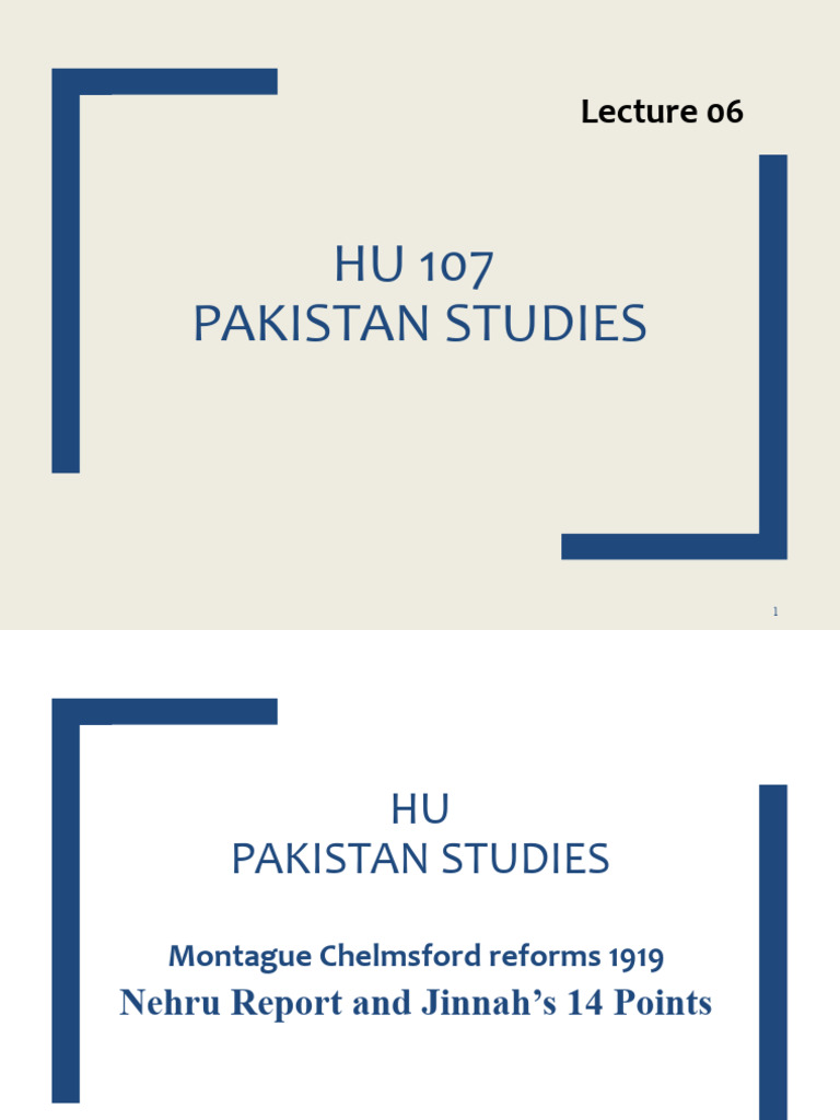 4 Montague Chelmsford Reforms 1919 Nehru Report and Jinnah's 14 Points ...