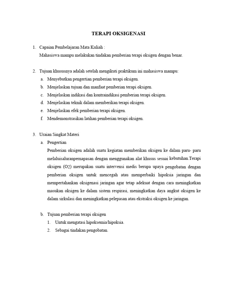 Terapi Oksigenasi | PDF