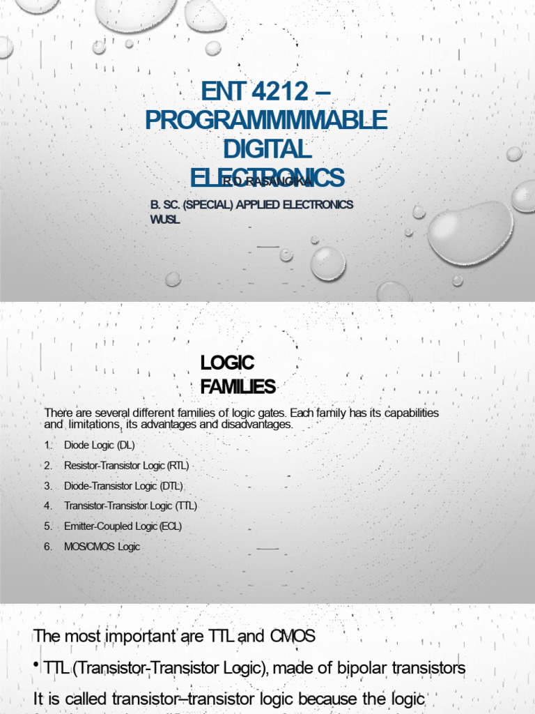 ENT4212 Lecture3 | PDF | Logic Gate | Cmos