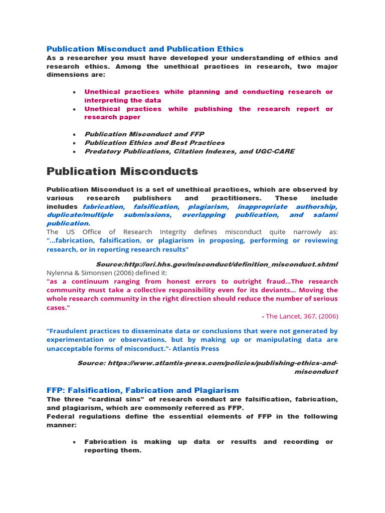 Publication Misconduct and Publication Ethics - 1 | Download Free PDF ...