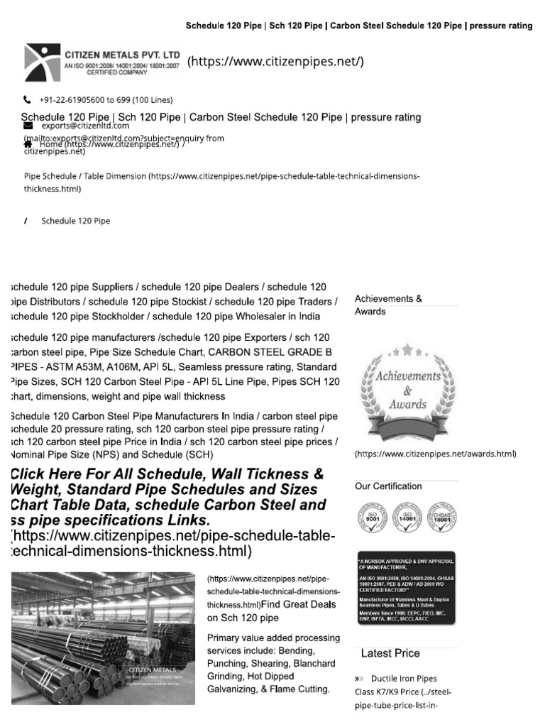 Schedule 120 Pipe - SCH 120 Pipe - Ca... El Schedule 120 Pipe ...