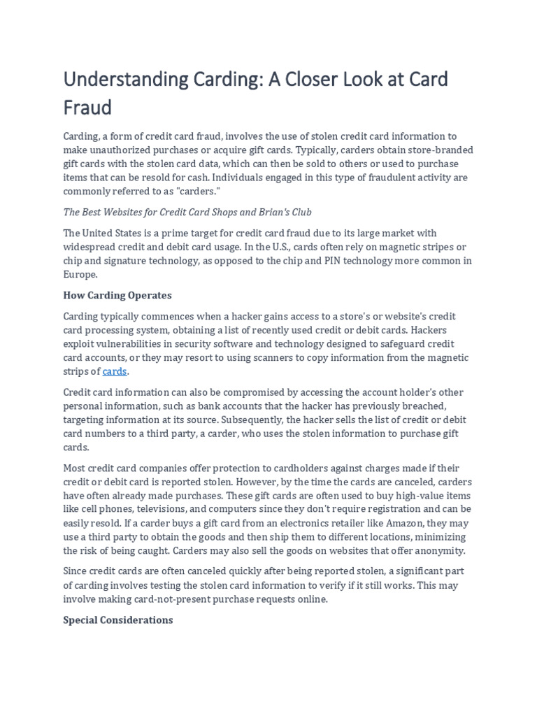 Understanding Carding A Closer Look at Card Fraud | PDF | Computers