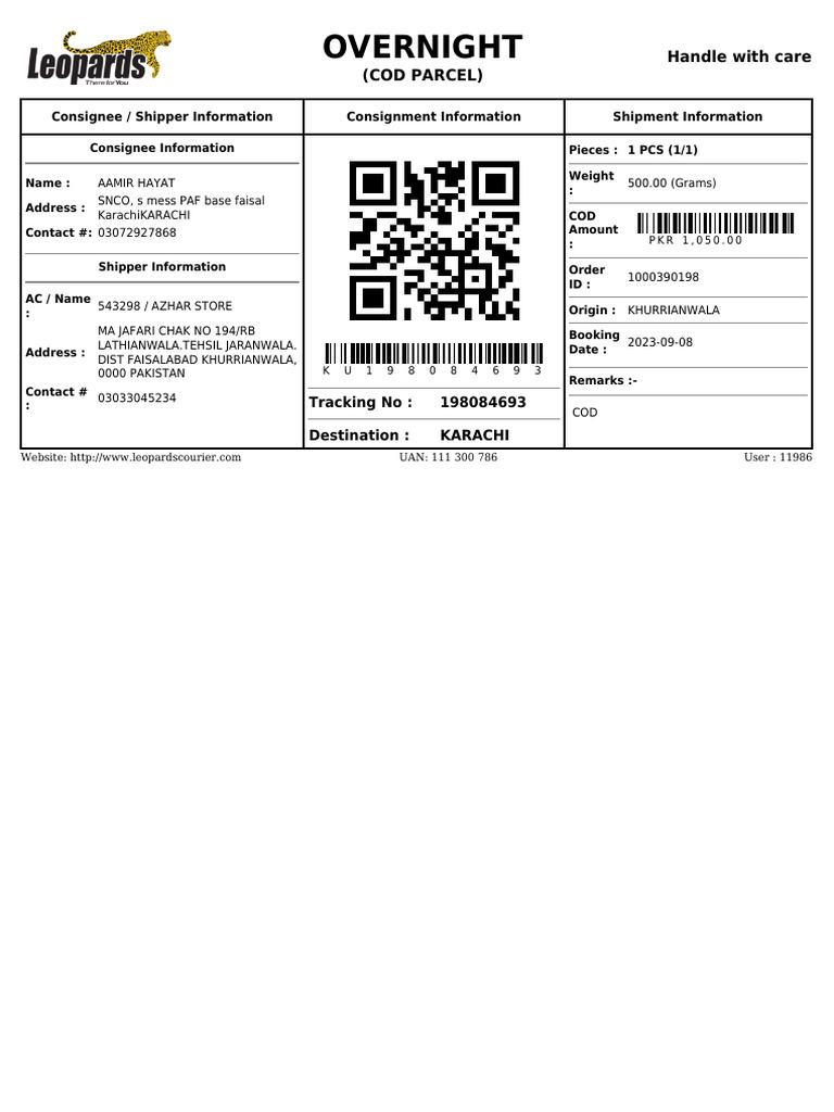 Overnight: (Cod Parcel) Handle With Care | PDF