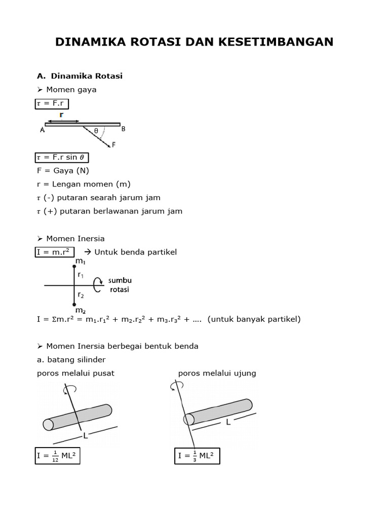 Dinamika Rotasi Dan Kesetimbangan | PDF