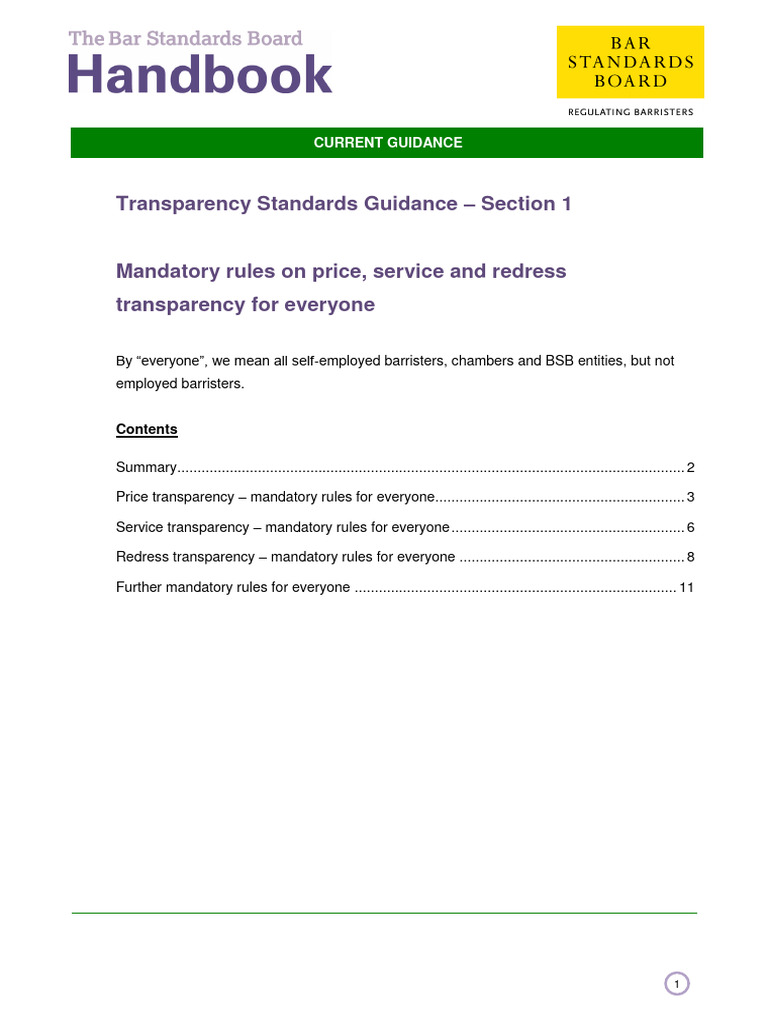 Transparency Standards Guidance 2 Section 1 | PDF