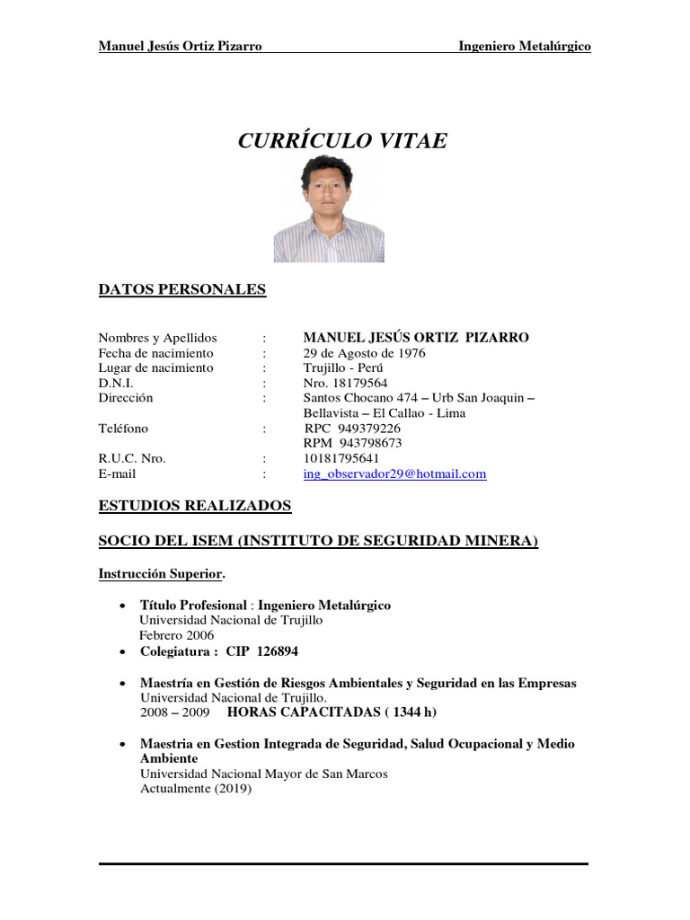 CV - Ing Manuel Ortiz | PDF